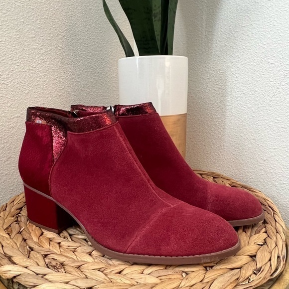 Toms | Shoes | Toms Loren Python Suede Boots Burgundy Cranberry ...
